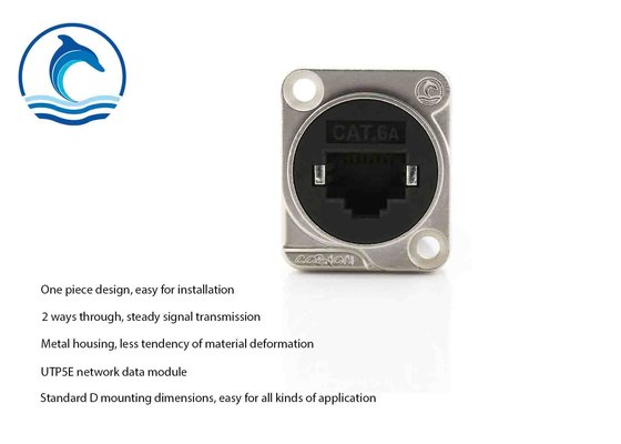 D Type LC-CAT6A Universal Data Connector Zinc Alloy Body Cat 6 Patch Cable Plastic Spline
