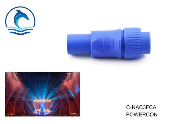 Blue NAC3FCA Powercon Lockable Cable Connector Power In Screw Terminals Eco Friendly Material