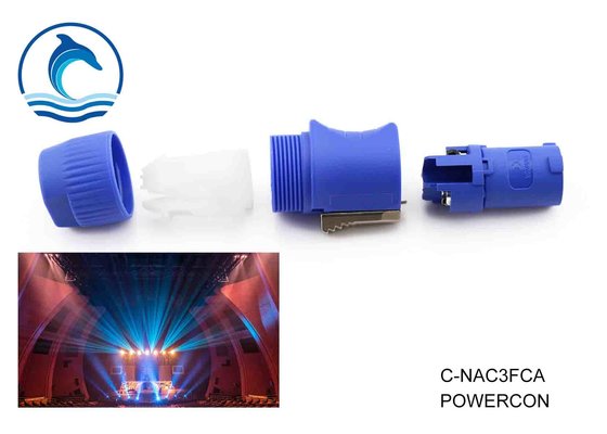Blue NAC3FCA Powercon Lockable Cable Connector Power In Screw Terminals Eco Friendly Material