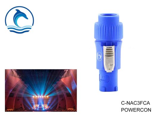 Blue NAC3FCA Powercon Lockable Cable Connector Power In Screw Terminals Eco Friendly Material