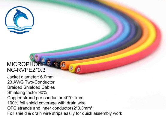 NC-RVPE2*0.3 Audio Video Cable Copper Spiral Shielding Balanced Microphone Cable