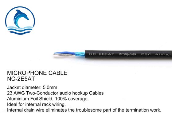 Aluminum Foil Shield Audio Video Cable Audio Microphone Cable 5.0mm Jacket Diameter