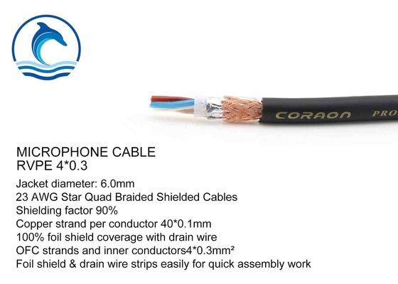 Braided Shielded Microphone Audio Video Cable RVPE4*0.3 Star Quad 12 Months Warranty