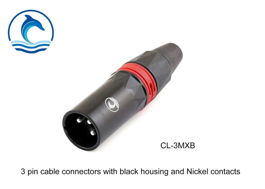 3 Pin XLR Plug Male Connectors With Metal Housing , CL-3MXB XLR Male To Male Connector