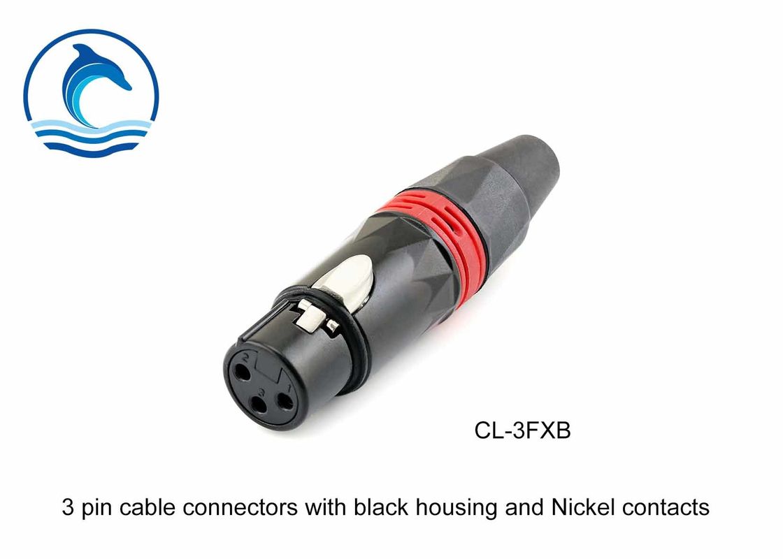 Microphone Cable Cannon 3 Pin Audio XLR Female Connector , CL-3FXB XLR Audio Video Connector