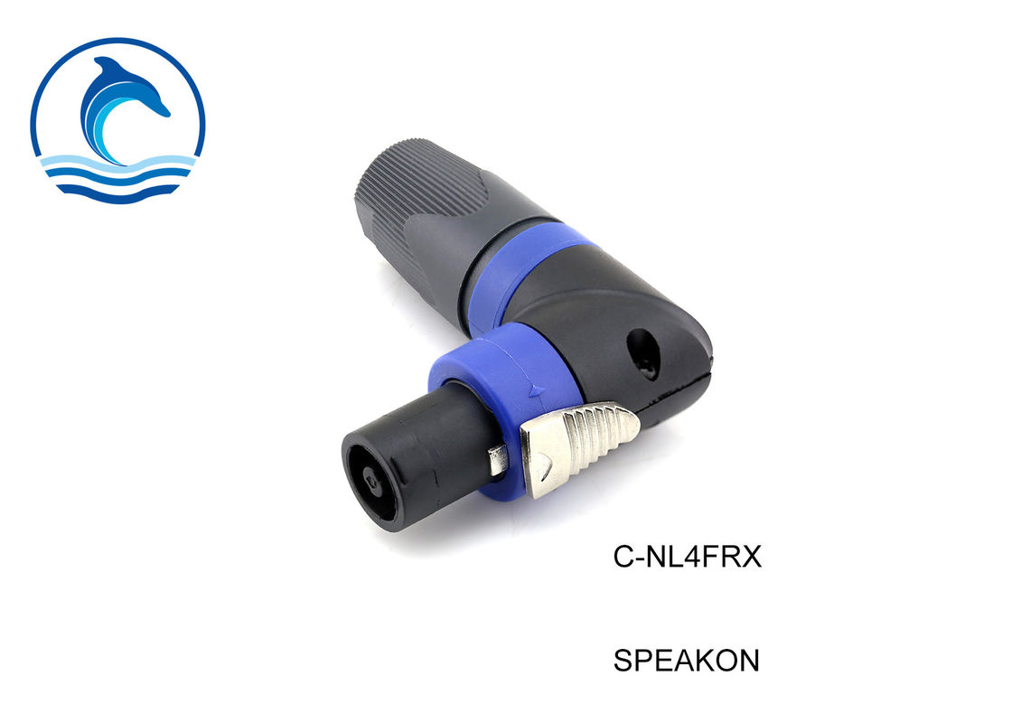 4 Pin C-NL4FRX Male Speakon Cable Connector , Right Angle Speakon Plug Connector