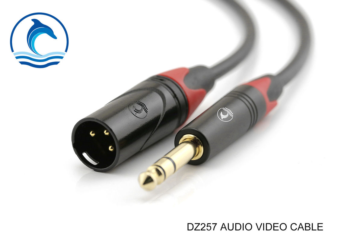 Gold Contacts Digital Video Cable XLR Female Male Connectors And 6.35mm TRS Stereo Plug