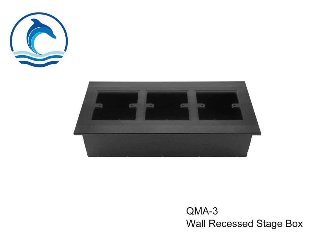 QMA-3 Aluminum Alloy Multicore Stage Box , Recessed Stage Floor Box With Three 86 Panels