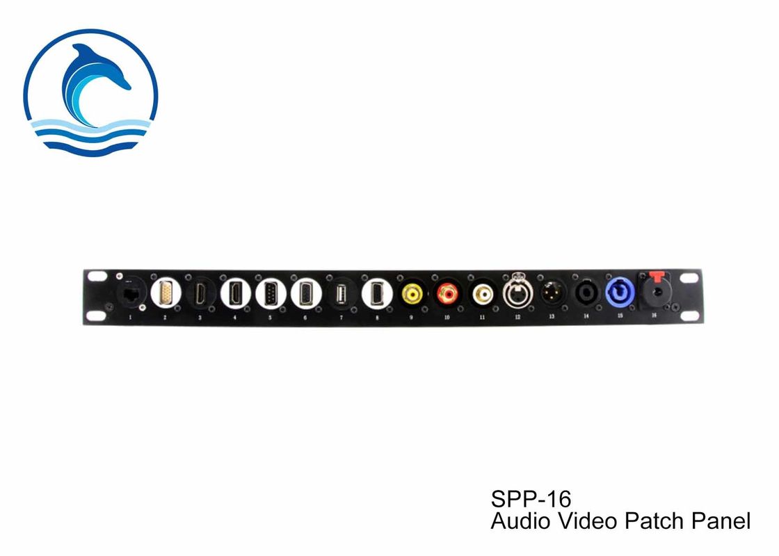 RJ45 19" 1U Audio Video Patch Panel For Video / Audio Industries SPP-16