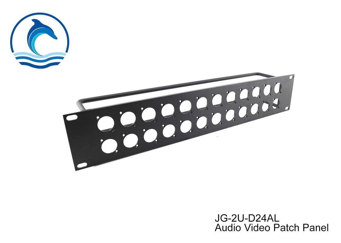 2U Patch Panel Universal Connection Panel Kit JG-2U-D24AL Black Powder Coated
