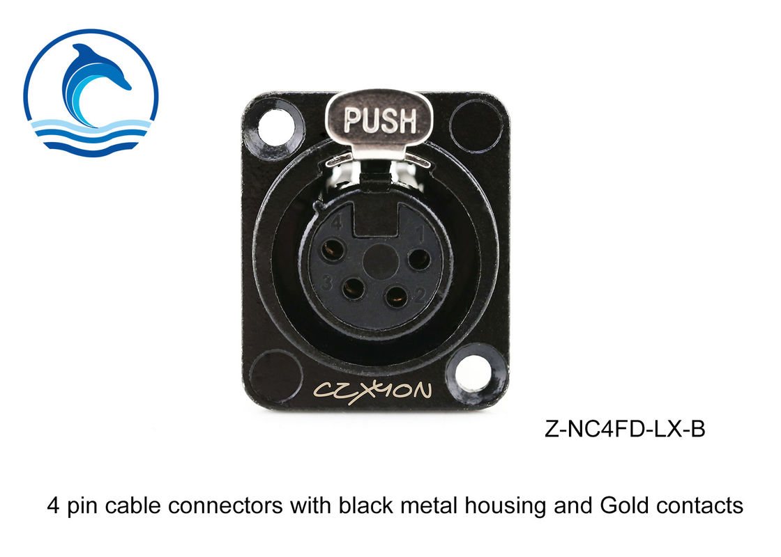 4 Pin XLR Audio Connector Universal XLR Connector , Z-NC4FD-LX-B XLR Female Connector