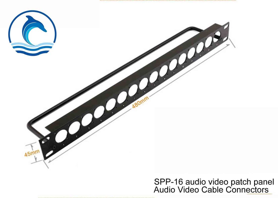 19" 1U SPP-16 Metal Audio Video Patch Panel High Density Patch Panel Black Color