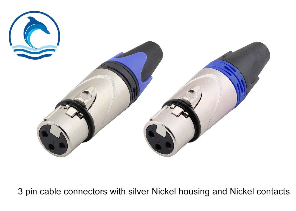 Satin Silver Housing XLR Audio Female Connector / LC3FX Trs Audio Connector