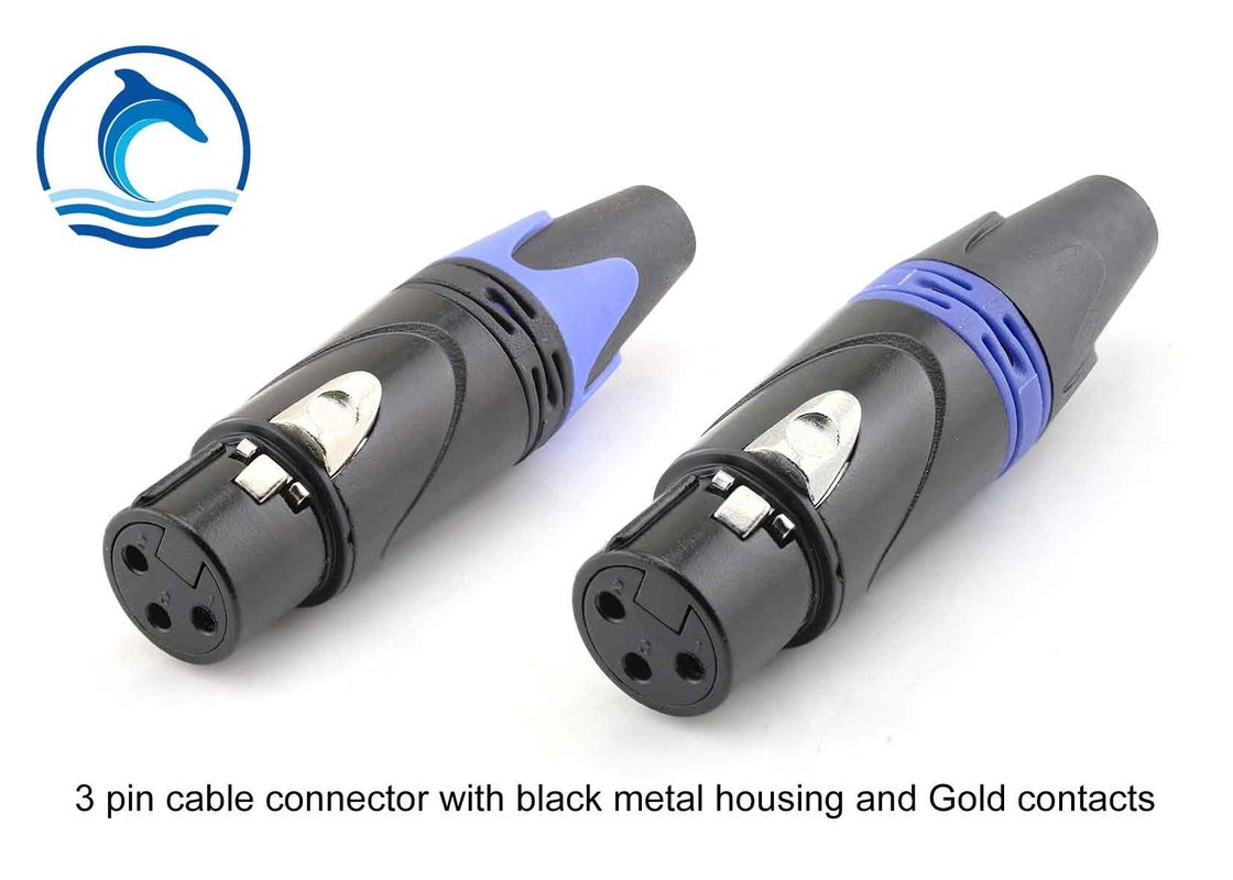Three - Pin Female Digital Audio Connector LC3FX-B Black Housing Gold Contacts