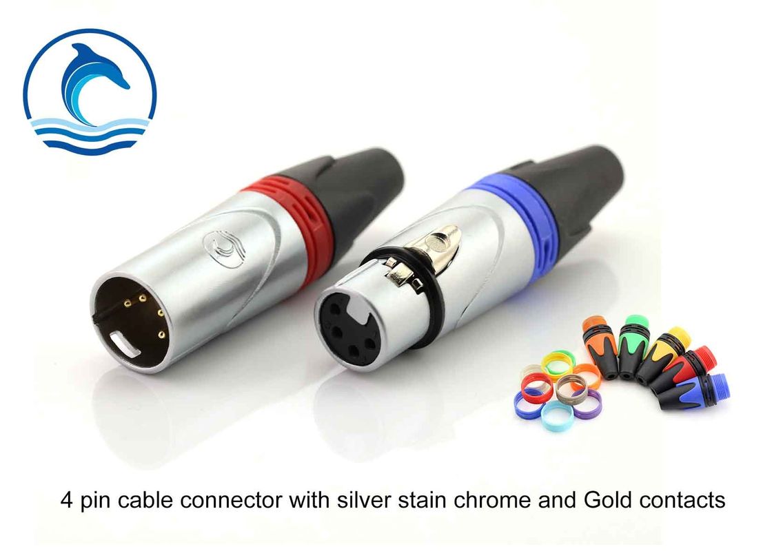 Silver Housing Gold Contacts Xlr Female Connector / CL-4FX Audio Video Cable Connectors