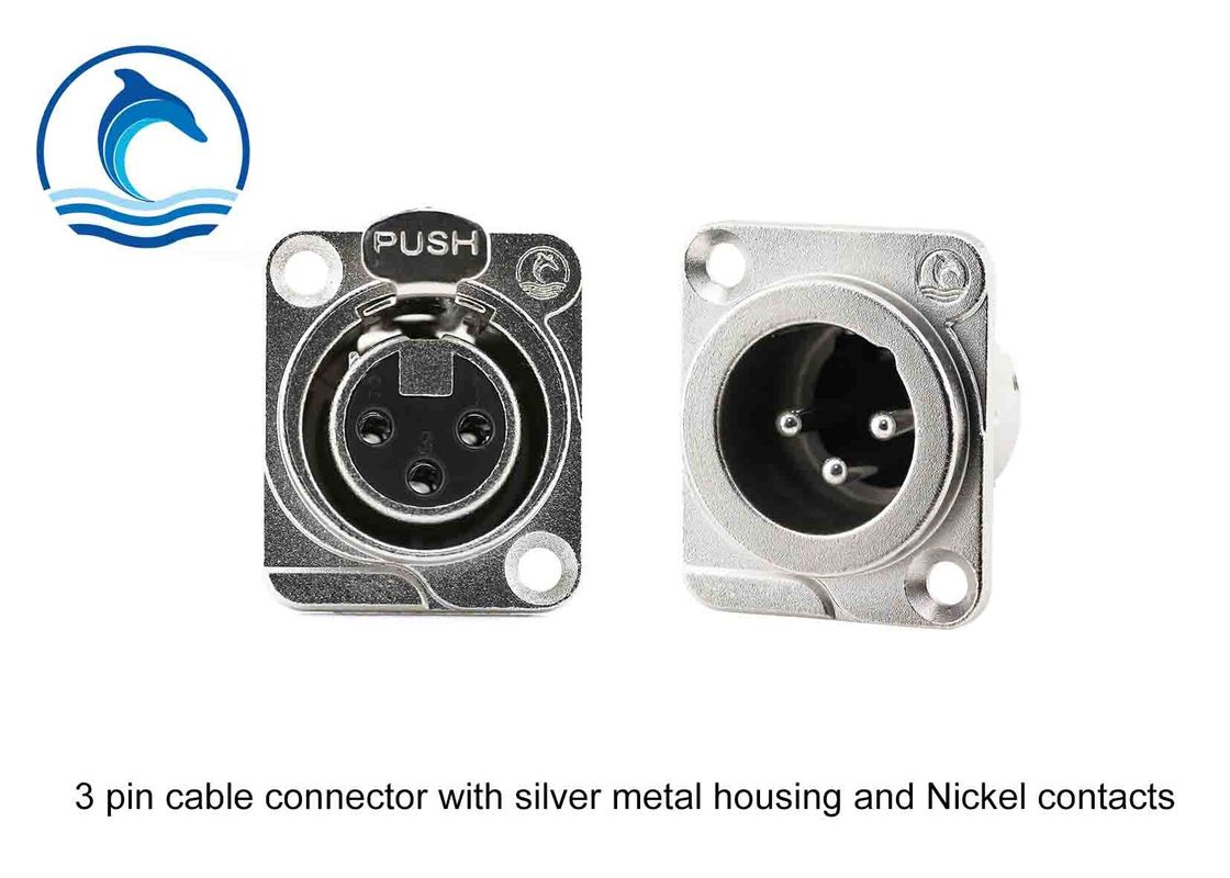 Male 3 Pin XLR Panel Mount Connectors LC3MD Front And Rear Mountable Design