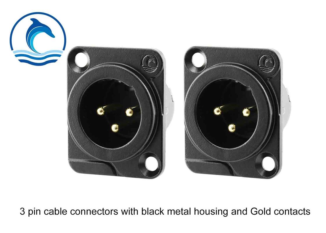 Black Housing XLR Audio Connector LC3MD-B Gold Contacts Quadrate Shape