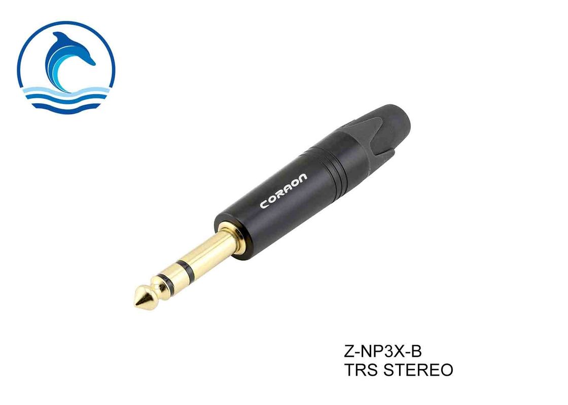 Golden Color 6.35mm TRS Microphone Connector Male High Precision 12 Months Warranty