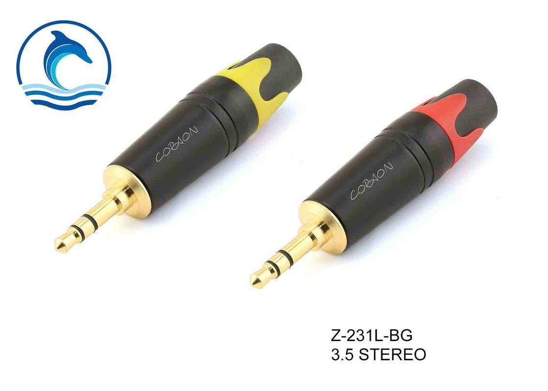 Stereo 3.5 Mm Audio Jack Connector / Sound Cable Connectors Gold Plated Leads