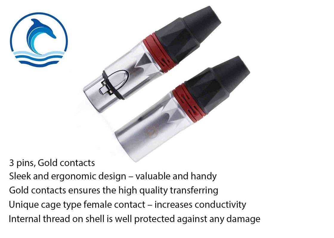 Metal Plug Male Audio And Video Connectors XLR Type With Custom Length