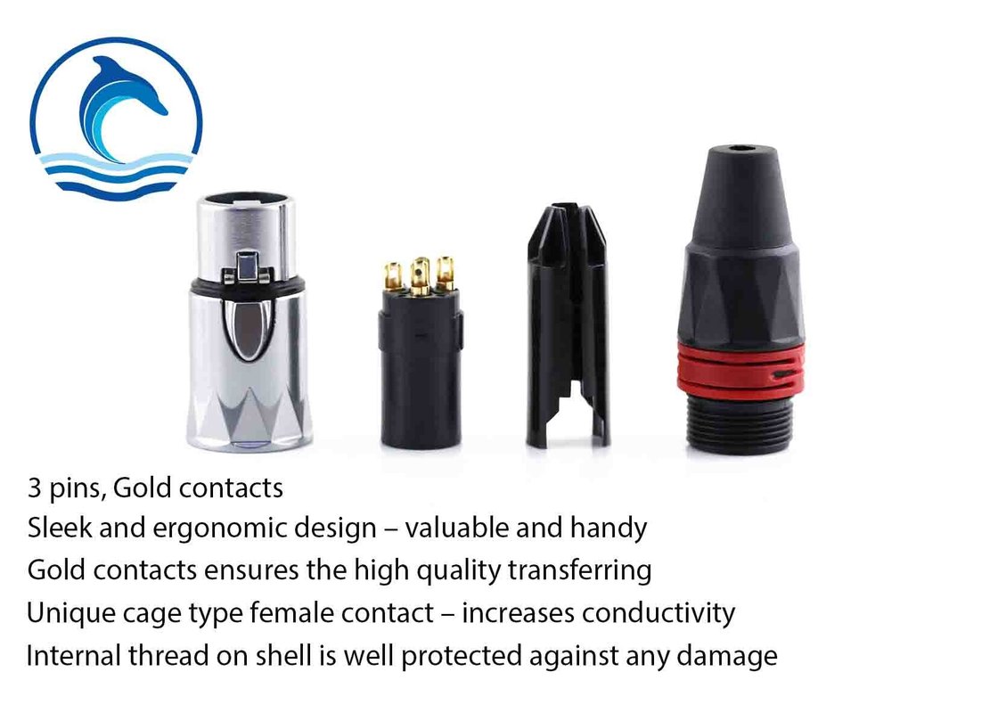 XLR Type Female Audio Cable Connectors Metal Plug CL-3FX With PVC Jacket