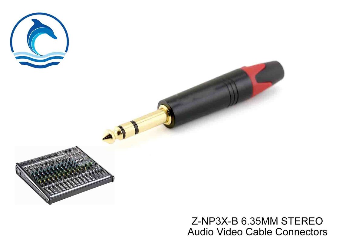 6.35MM 1/4" Gold Stereo Plug TRS Microphone Connectors Z-NP3X-B PVC Jacket