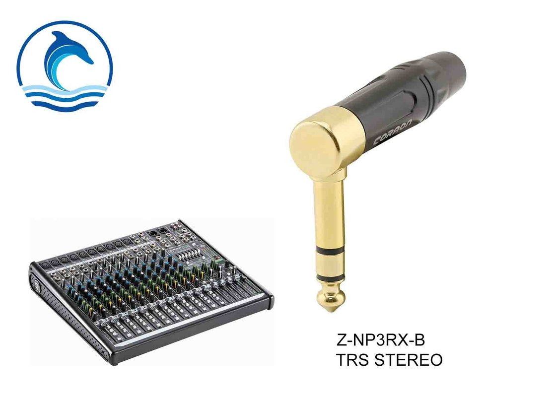 Right Angle Type Stereo TRS Microphone Connector For Audio Cables Copper Material