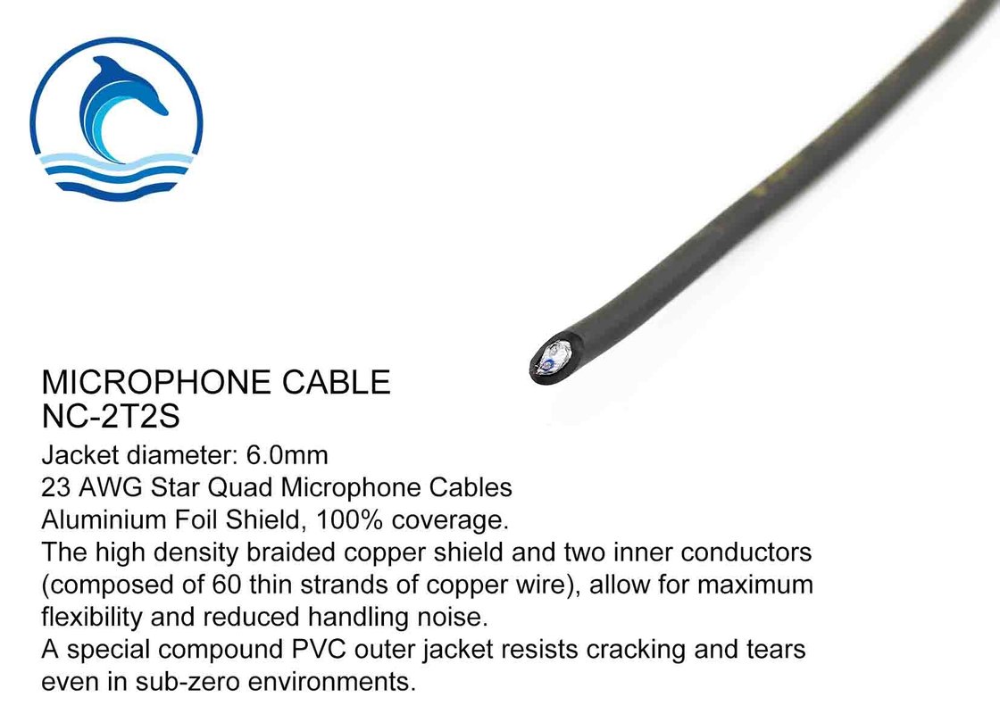 Copper Material Braided Shielded Audio Cable NC-2T2S Two Conductor Shielded Cables
