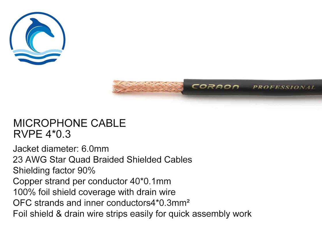 Braided Shielded Microphone Audio Video Cable RVPE4*0.3 Star Quad 12 Months Warranty