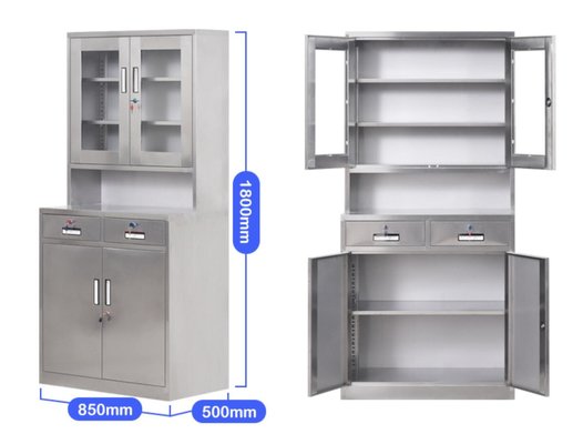 Anti - Rust Lockable Steel Storage Cabinets , Lockable Steel Cupboard With Glass Door