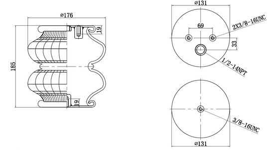 Double Convoluted Air Spring 2S120-17 FD120-17 For Car Tuning / Modify Air Spring Air Suspension
