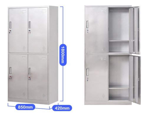 4 Door Lockable Steel Storage Cabinets Fireproof Modern Metal Office Furniture
