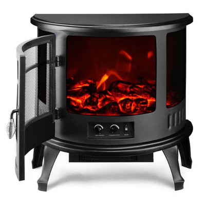 Cast Iron Small Portable Wood Burning Stove Near Stainless Steel Framework