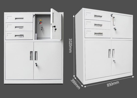 Classeurs verticaux en métal blanc, piédestal de mobile de tiroir du meuble d'archivage 3 en métal A4