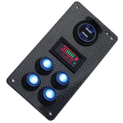 Waterproof 24V 6A Dual USB Car Charger Digital Voltmeter With With Charging Socket 4Gang Rocker Switch Panel Plate