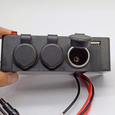 Auto car 3 socket power socket panel with USB port and on-off switch