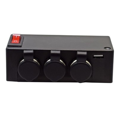 Auto car 3 socket power socket panel with USB port and on-off switch