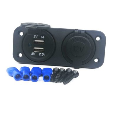 Dual USB 3.1A Outlet Port Socket Charger with Two Hole Panel 12V Power Socket