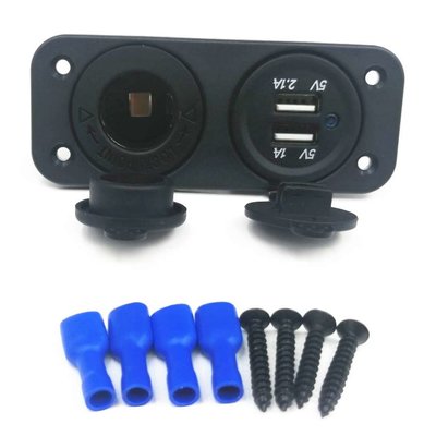 Auto Parts Dual USB Outlet 3.1A Port Socket with Two Hole Panel 12V Power Socket