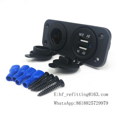 Two USB Outlet 3.1A Port Socket with Two Hole Panel 12V Power Socket