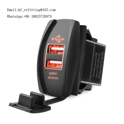 Chinese Factory DC 24V 12V Manufacturer Blue LED Boat Motorcycle Adaptar Plug usb car charger 3.1a