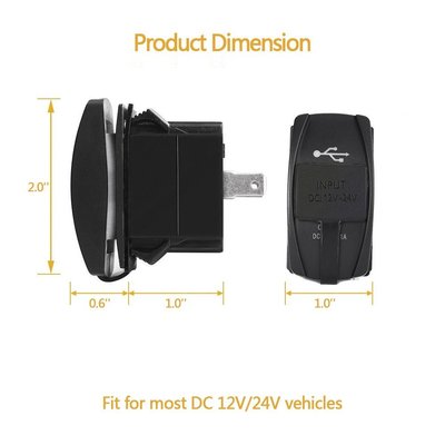 Chinese Factory DC 24V 12V Manufacturer Blue LED Boat Motorcycle Adaptar Plug usb car charger 3.1a