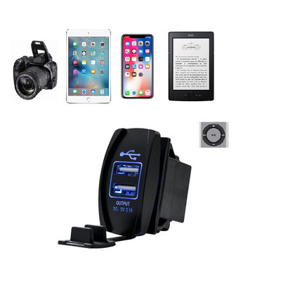 Chinese Factory DC 24V 12V Manufacturer Blue LED Boat Motorcycle Adaptar Plug usb car charger 3.1a