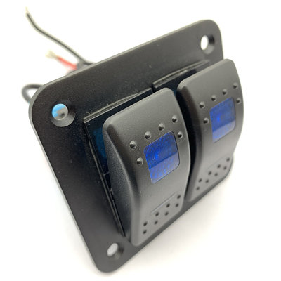 Waterproof 2 gang 12V-24V Rocker Switch Panel Blue LED ON-OFF Rocker Switch For Car Boat Yacht RV