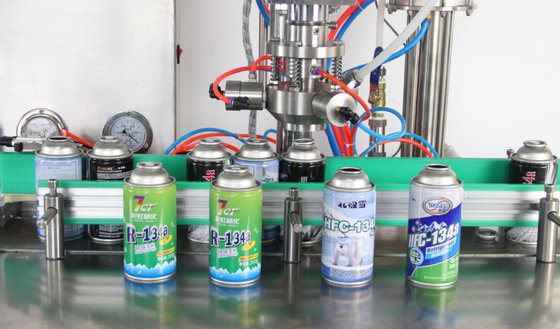 Spray Can R22 Refrigerant Gas Filling Machine 100ml-1000ml PLC Control