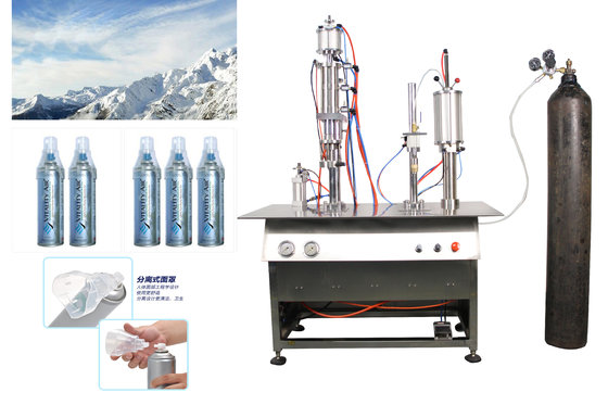 Pneumatic Canned Fresh Air Filling Machine , Aerosol Spray Filling Machine