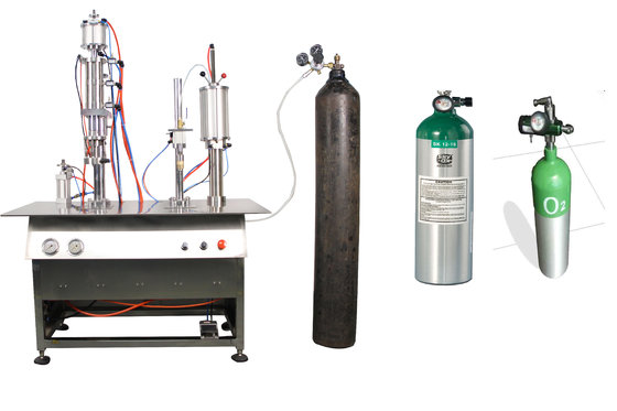 Pneumatic Aerosol Canned Air Filling Machine , Canned Oxygen Spray Filling Machine