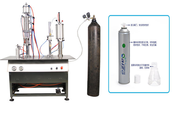 Pneumatic Aerosol Canned Air Filling Machine , Canned Oxygen Spray Filling Machine