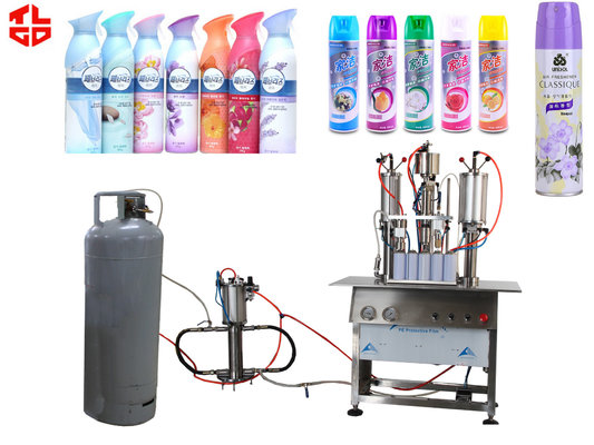 Spray Can Automatic Liquid Filling Machine , Aerosol Cans Filling Machinery