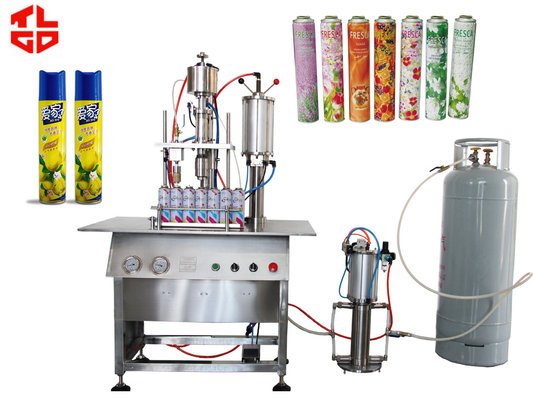 Spray Can Automatic Liquid Filling Machine , Aerosol Cans Filling Machinery